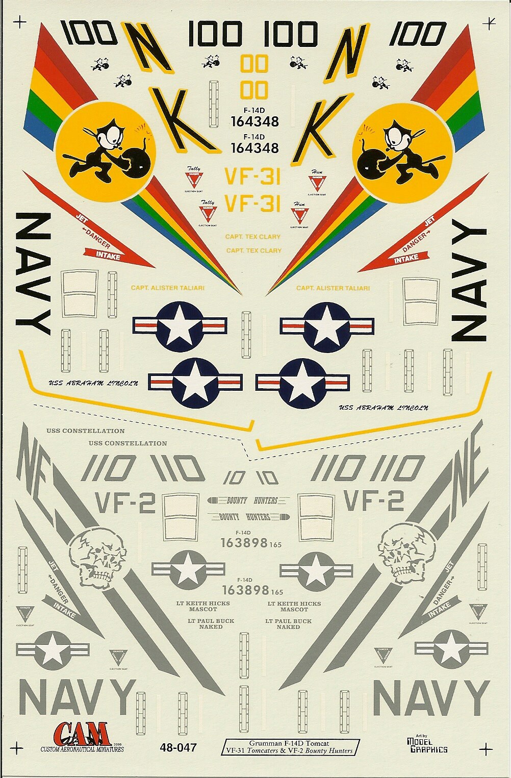 CAM Decals 48-047 1/48 Scale Grumman F-14 Tomcat tomcat Alley Colorful ...