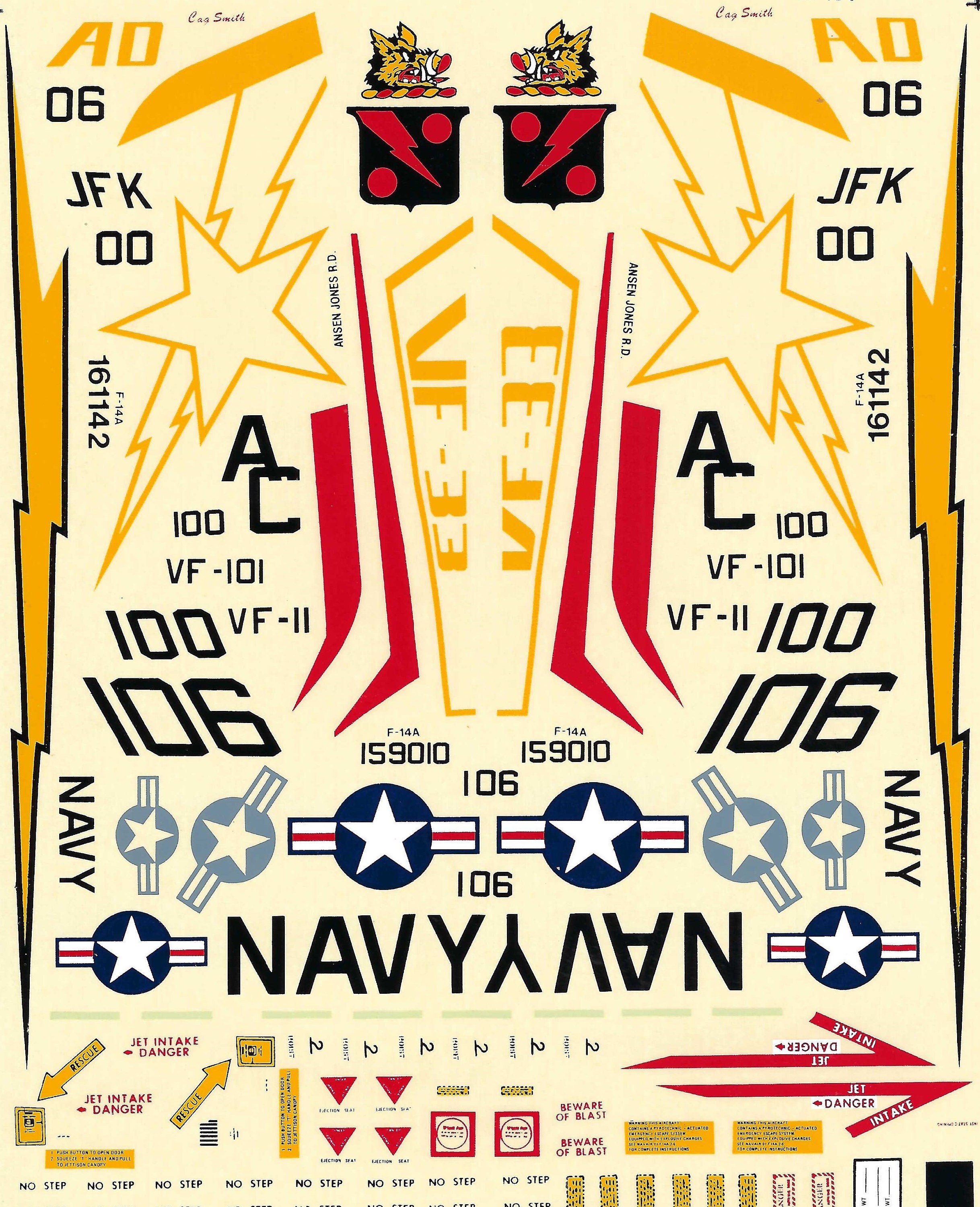 Microscale 48-123 1/48 Scale Grumman F-14 Tomcat Model Airplane Decals ...