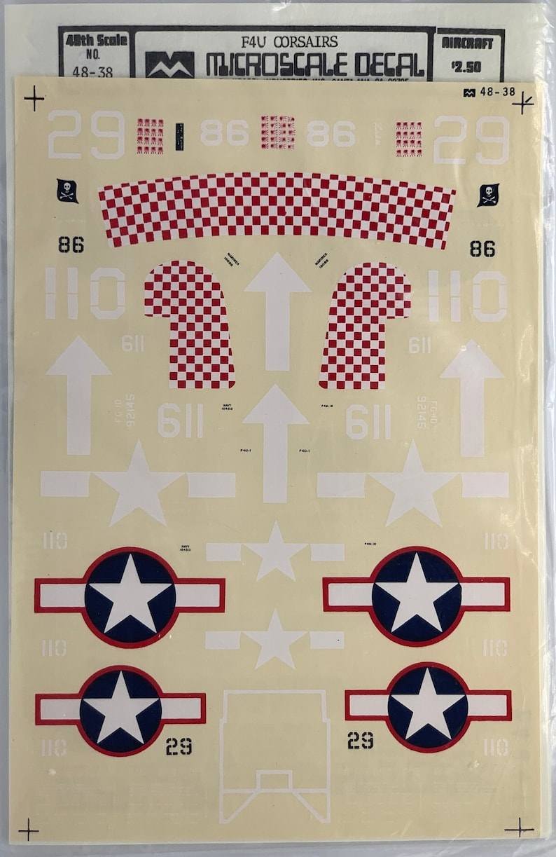 Microscale 48-38 1/48 Scale Vought F4U Corsair Model Airplane Decals - Etsy