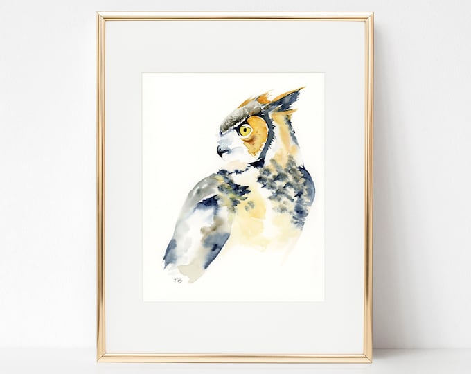 Great Horned Owl - Watercolor Print - Etsy