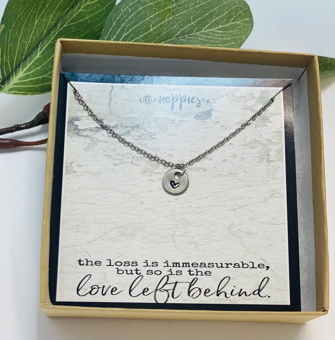 Sympathy/grief Necklace - Heart Handstamped Cube, Dainty Gold Womens ...