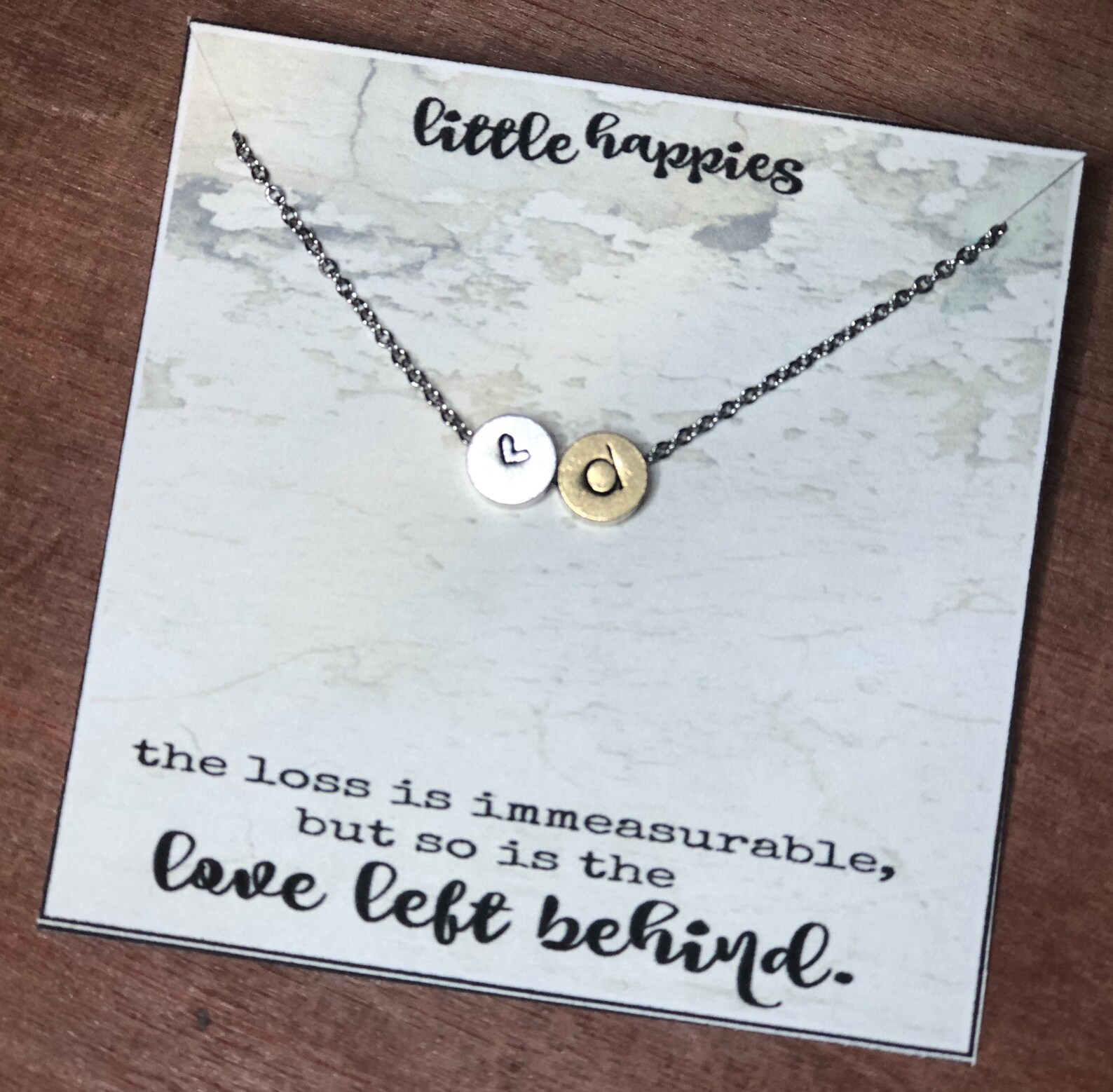 Sympathy/grief Necklace - Personalized, Initial Hand-stamped Necklace ...