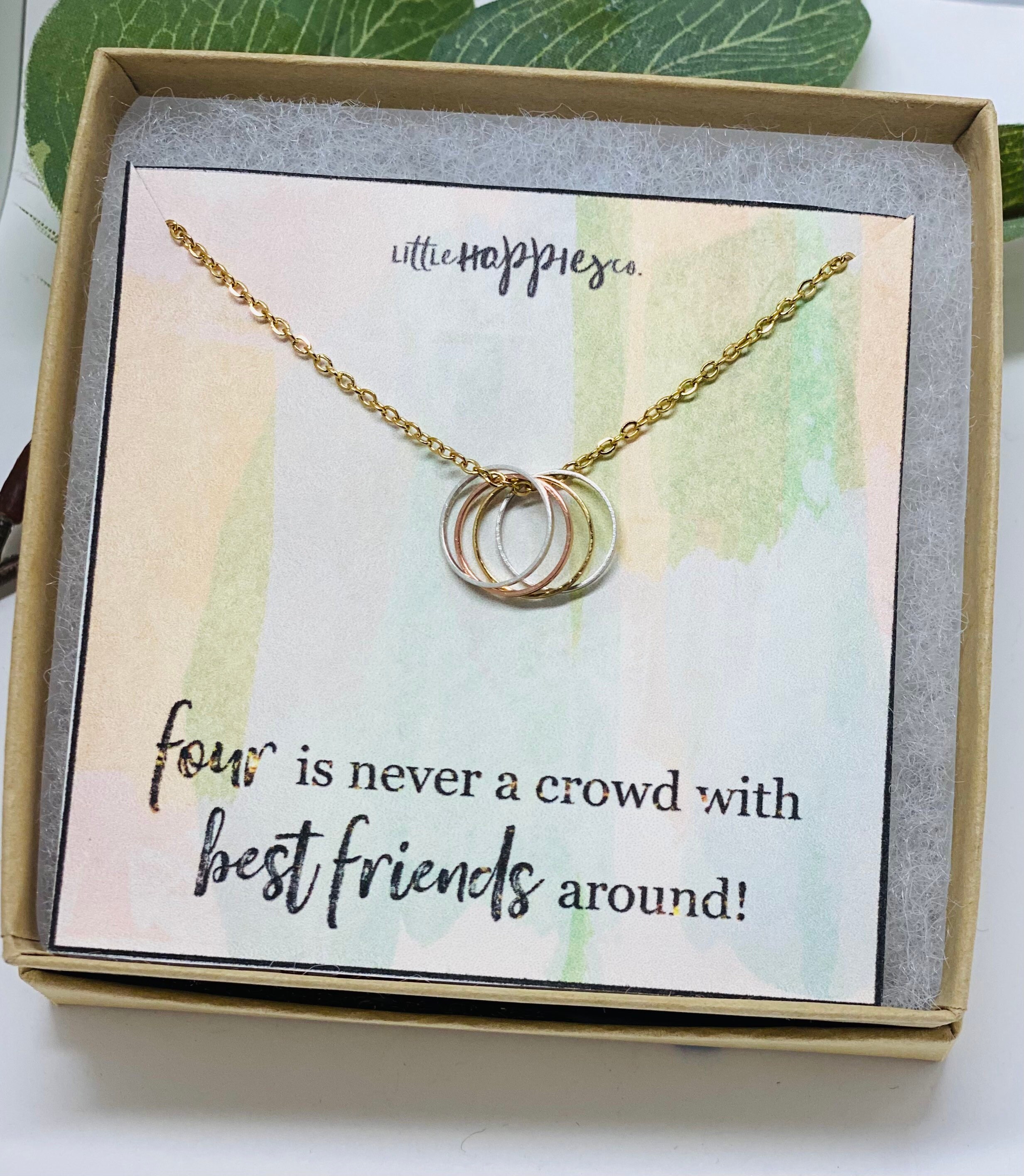 Friendship Necklace Four Bestfriend Gift Dainty Four Rings - Etsy