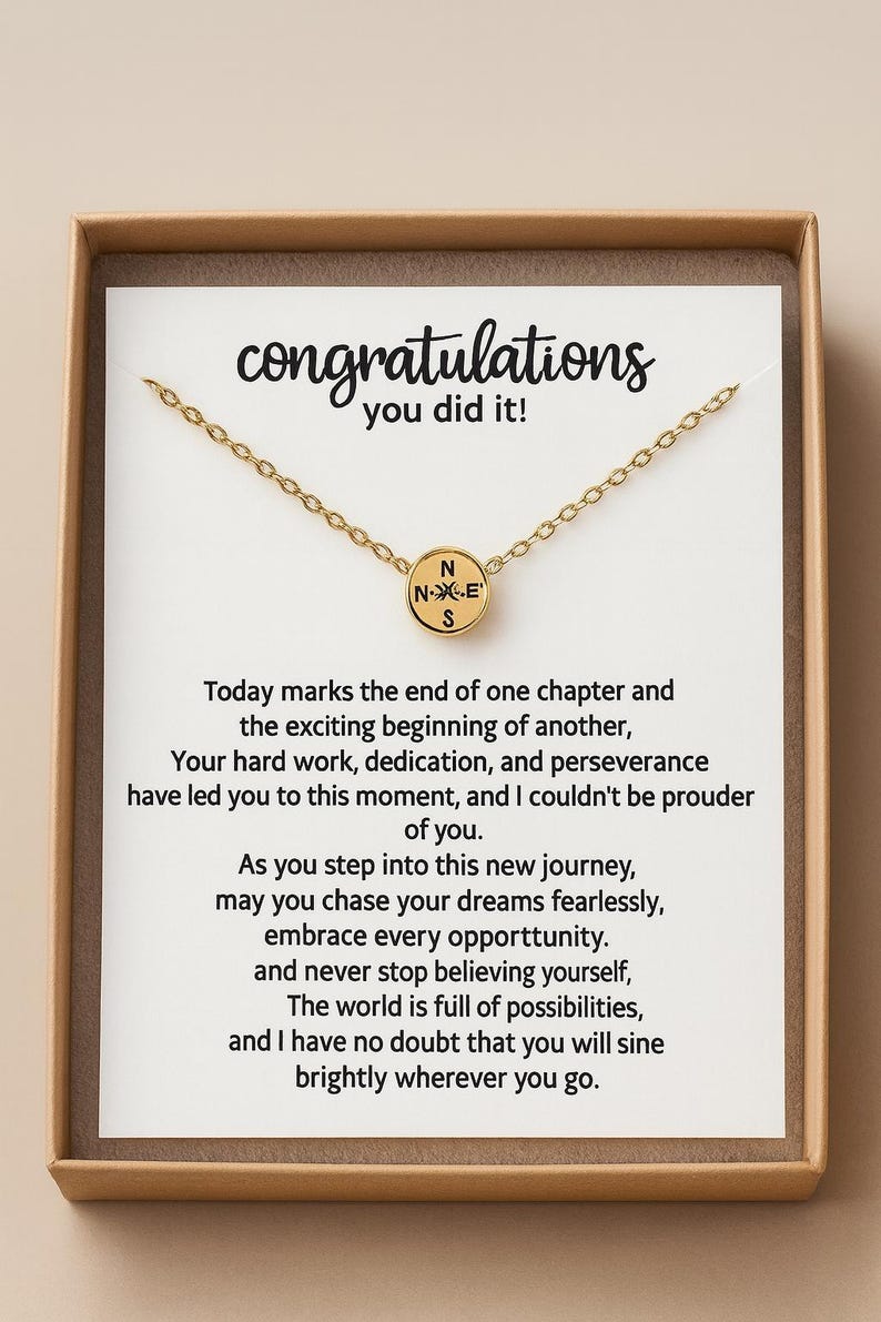 Graduation Compass Necklace Gift • Congrats You Did It Jewelry • New ...
