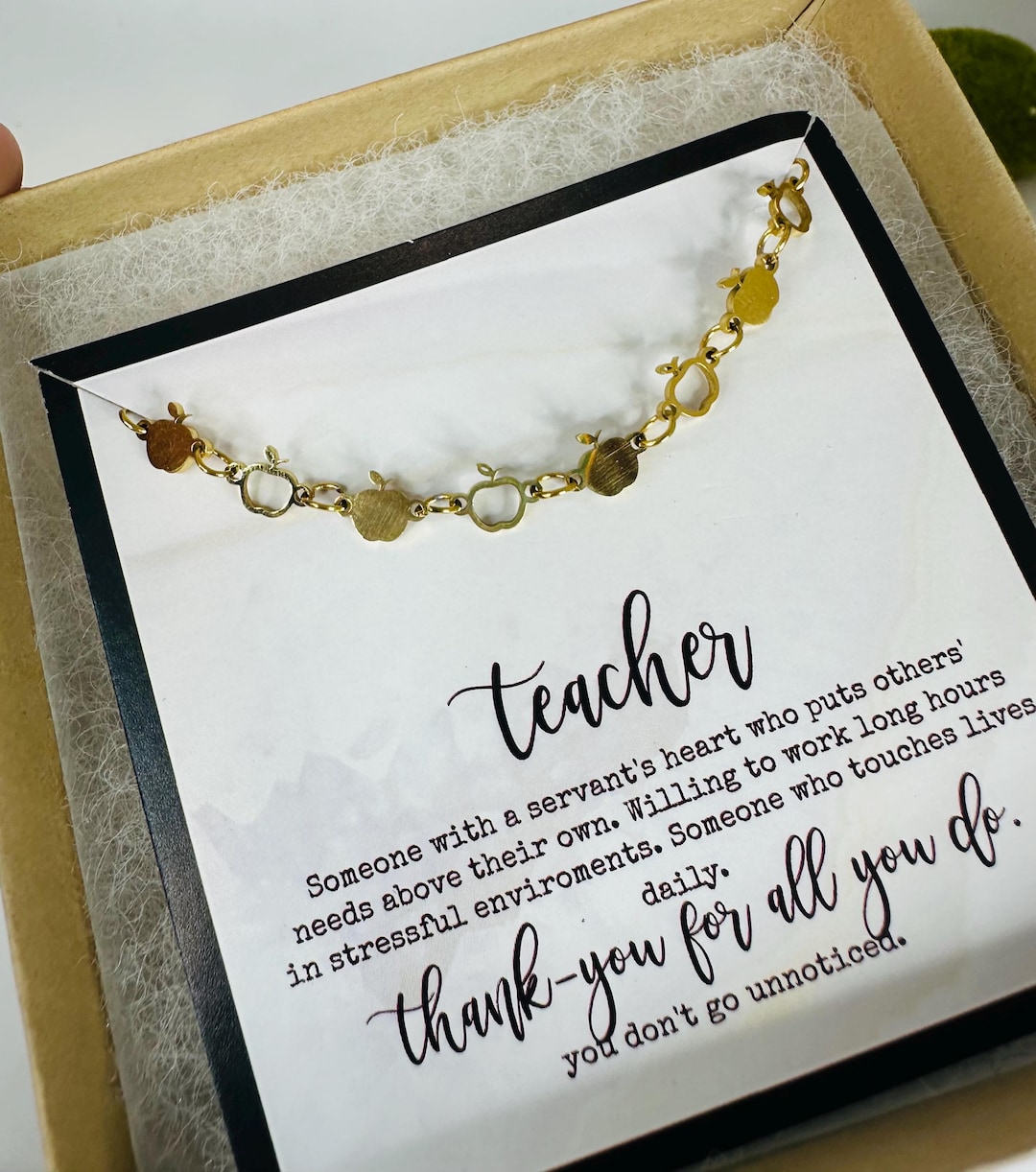 Teacher Gift Apple Bracelet – End of Year Teacher Appreciation Gift ...