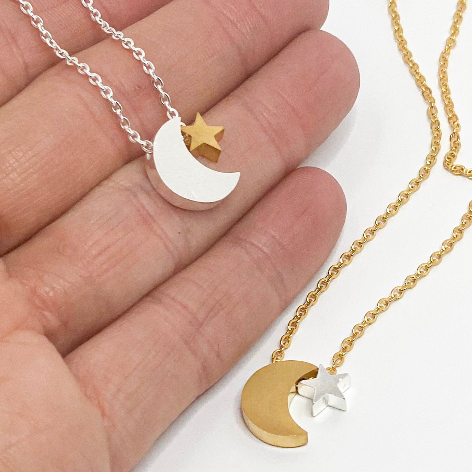 Moon stars necklace Moon and stars necklace Gifts for | Etsy