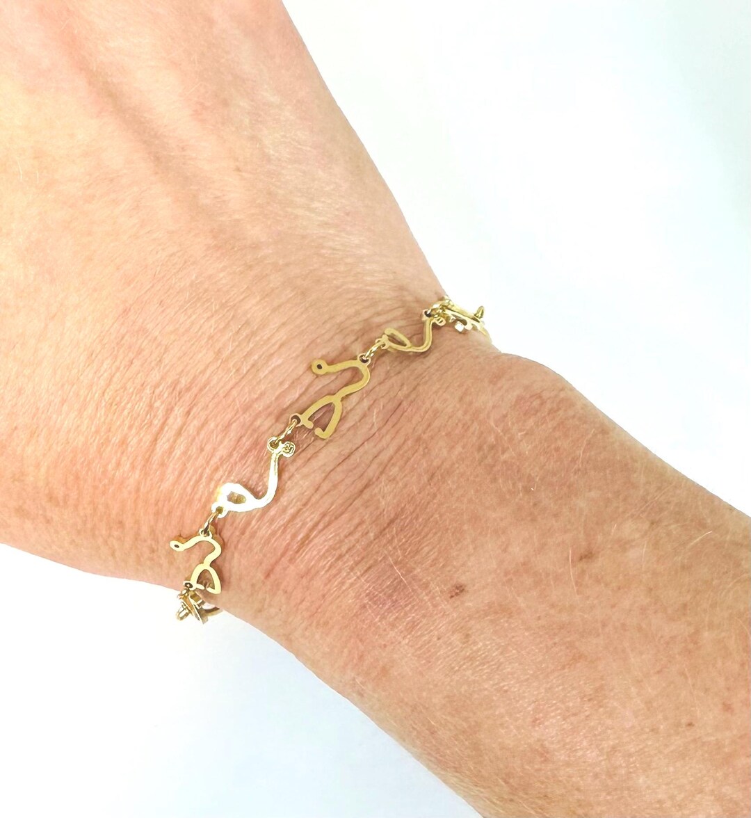 Stethoscope Bracelet for Nurse • Dainty Gold Medical Charm Bracelet ...