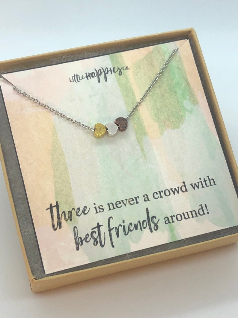 Friendship Necklace Trio Bestfriend Gift Dainty Triple - Etsy