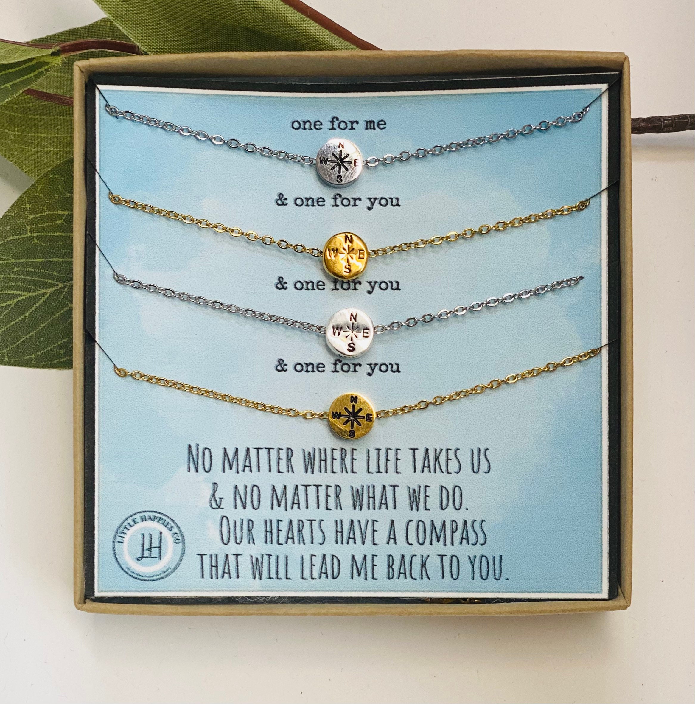 4 Best Friend Compass Necklaces, Gifts for 4 Friends, Gift Set of 4 ...