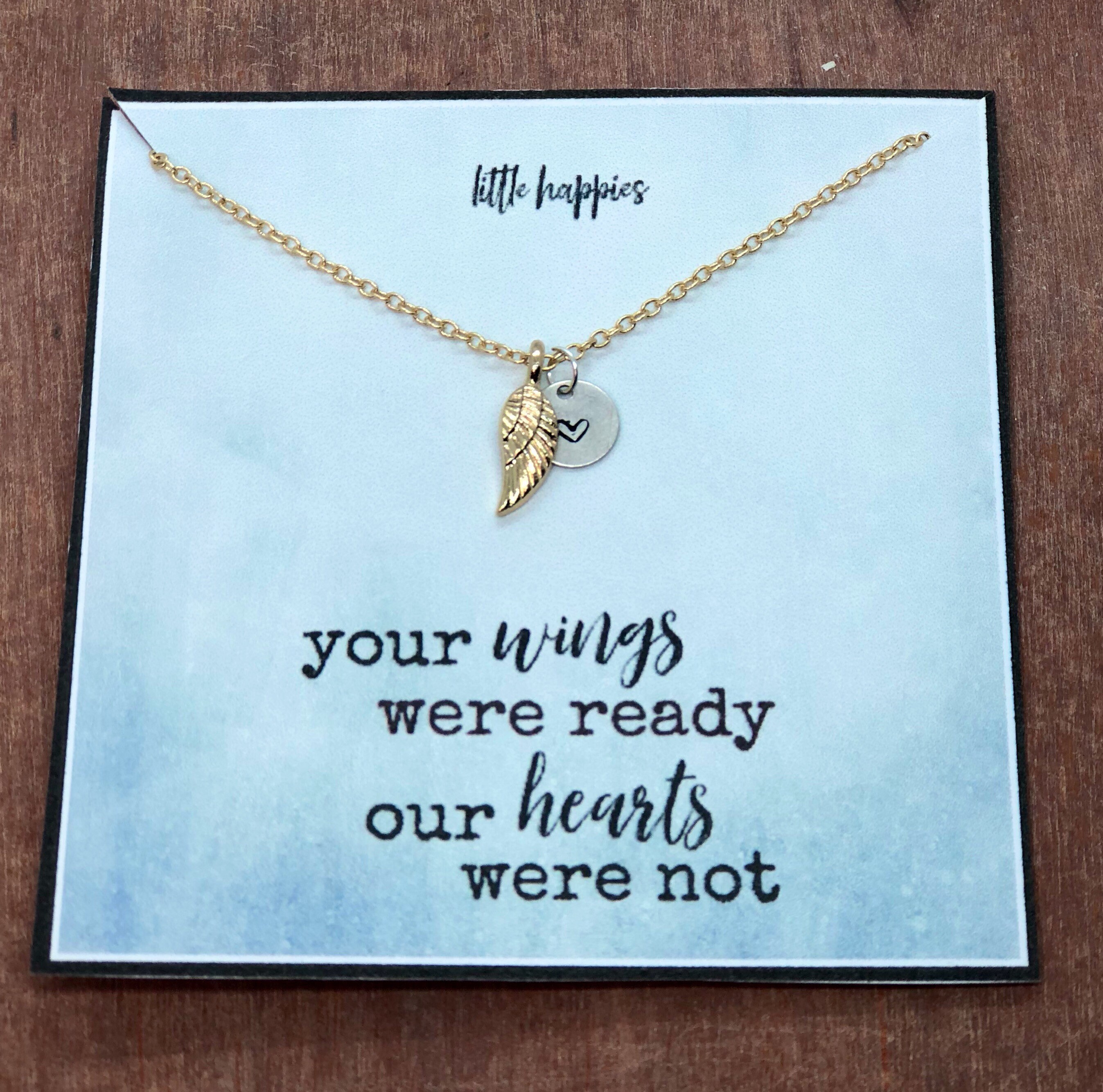 Sympathy/grief Necklace Angel Wing Heart Necklace - Etsy