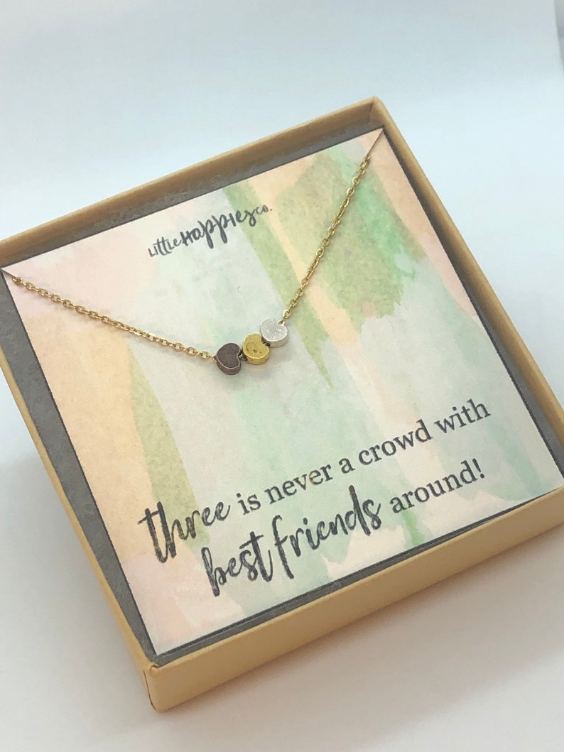 Friendship Necklace Trio Bestfriend Gift Dainty Triple - Etsy