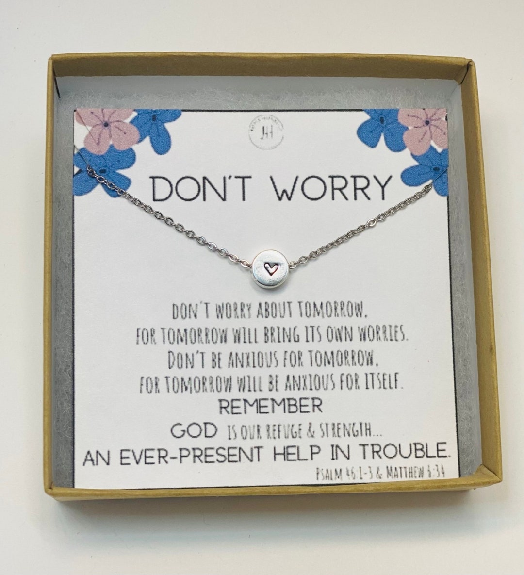 Don't Worry Gift, Keepsake Necklace Gift for Her, Encouragement Gifts ...