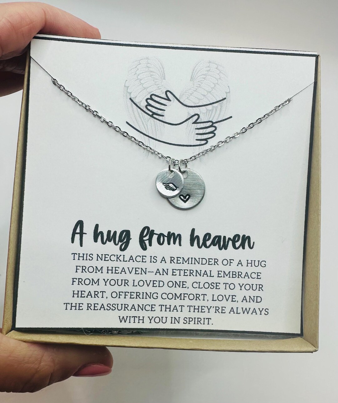 Hug From Heaven Sympathy Gift – Pearl Necklace With Memorial Card ...