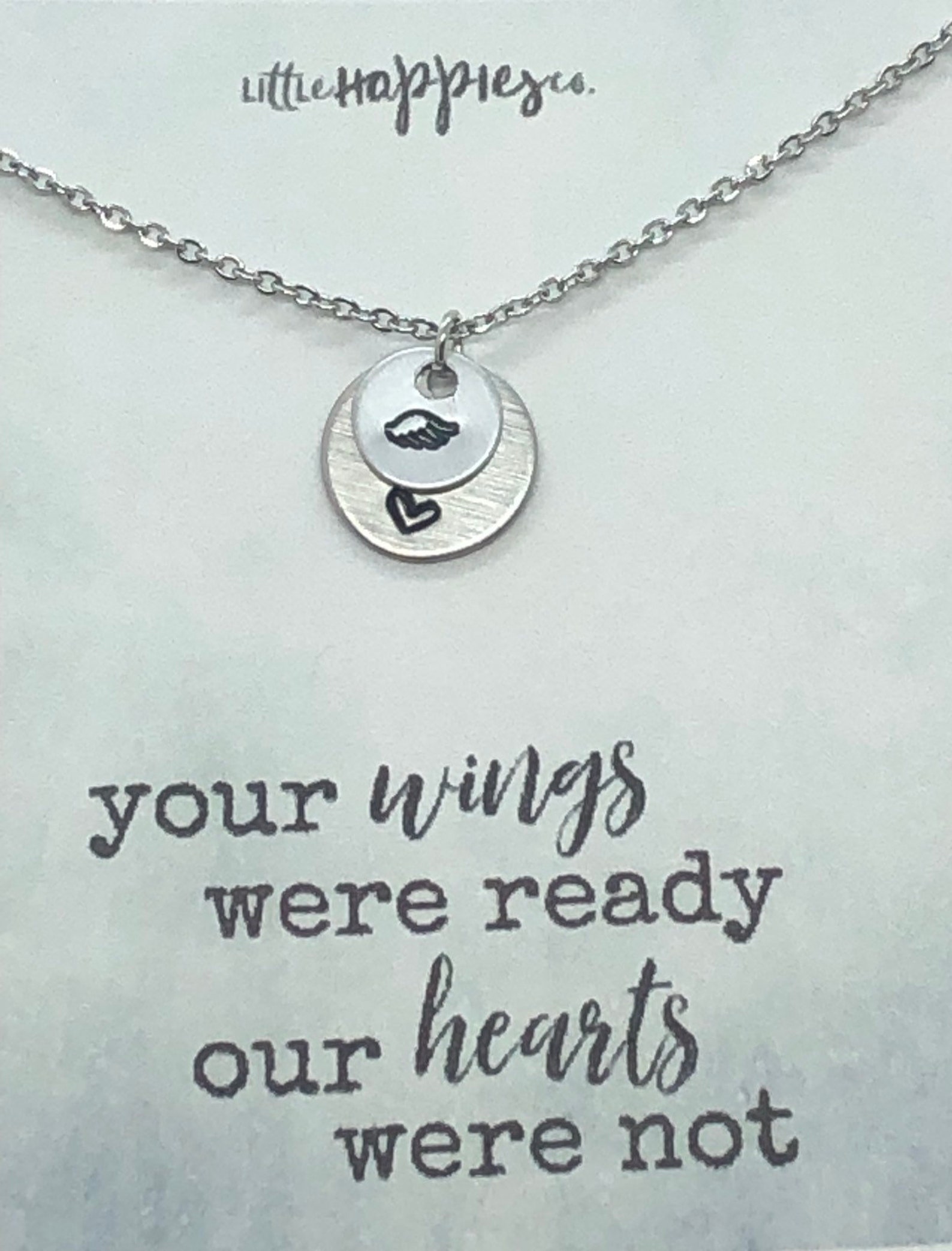 Sympathy/grief Necklace Angel Wing Heart Necklace - Etsy
