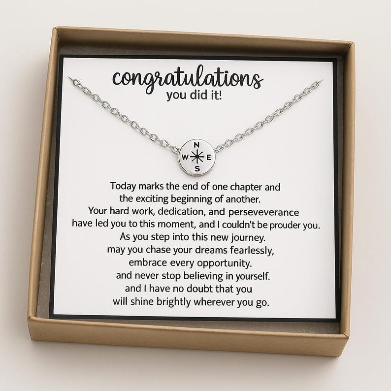 Graduation Compass Necklace Gift • Congrats You Did It Jewelry • New ...