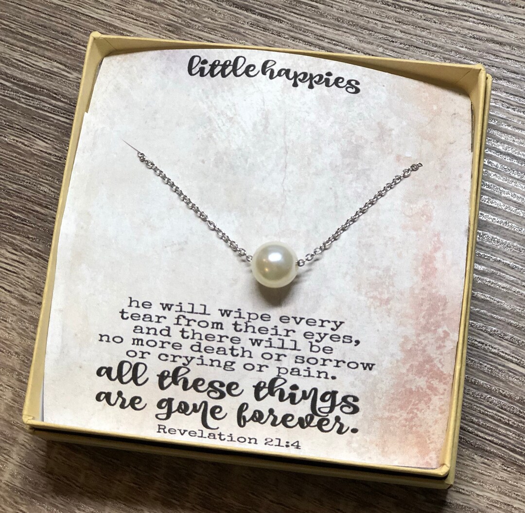 Sympathy, Grief Necklace dainty pearl necklace, sympathy gift, thinking ...