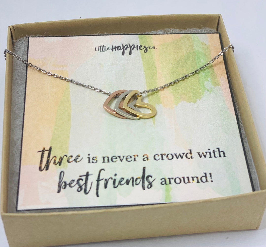 Friendship Necklace, Trio, Bestfriend Gift, Dainty Triple Heart, Friend ...