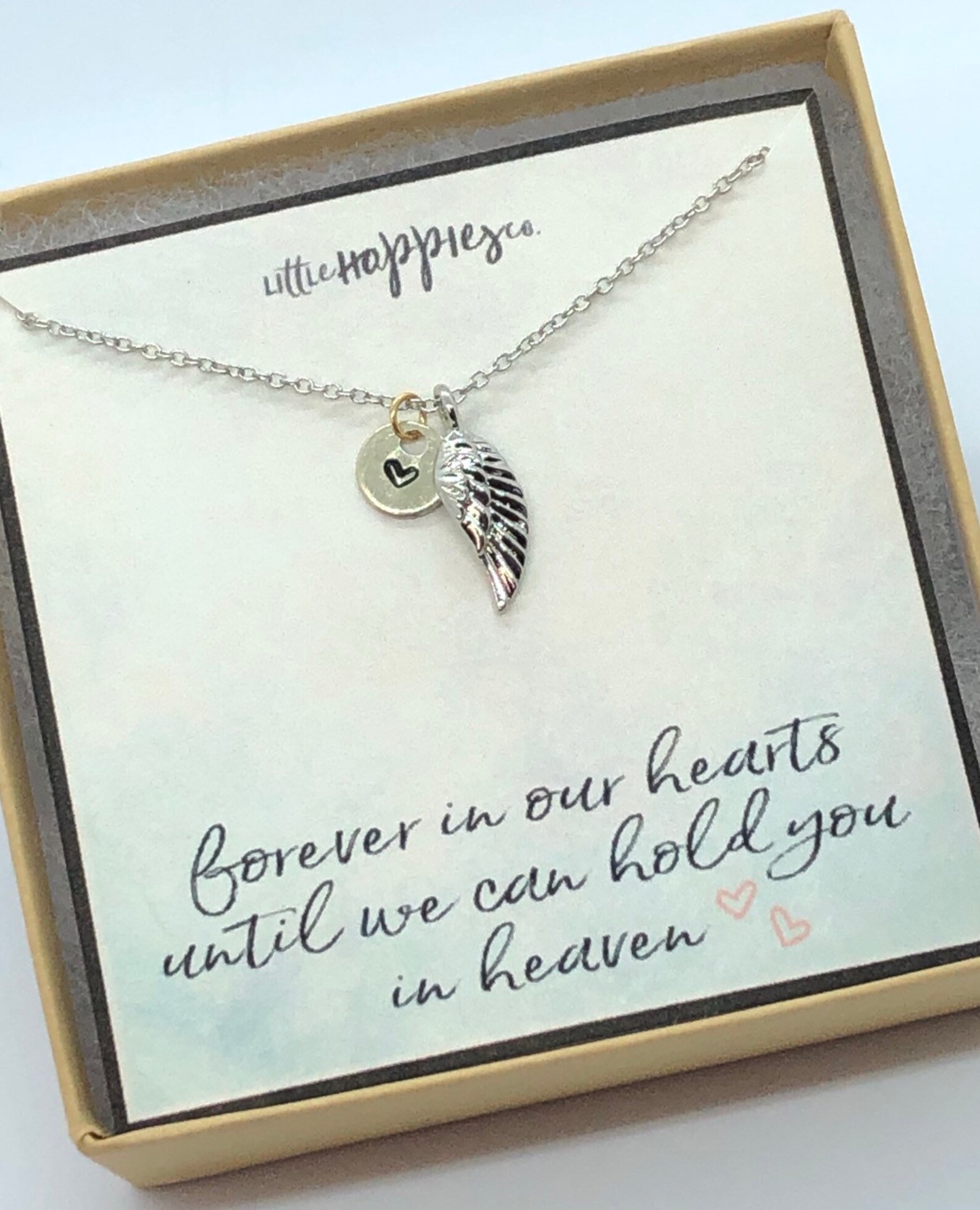 Sympathy/grief Necklace - Angel Wing, Heart Necklace, Miscarriage Gift ...