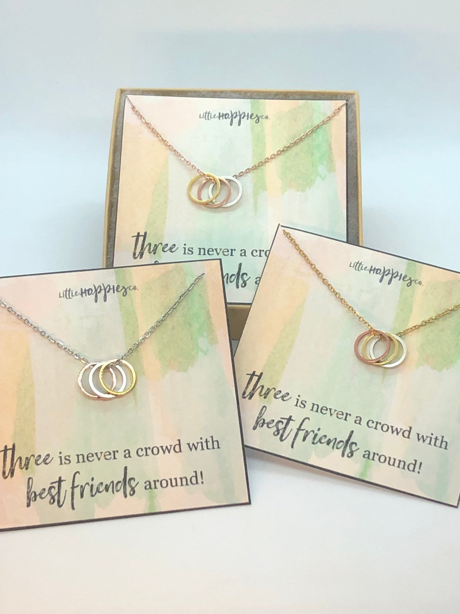 Friendship Necklace Trio Bestfriend Gift Dainty Triple | Etsy