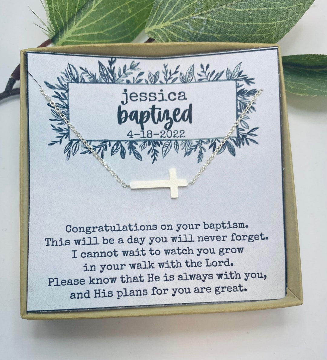 Personalized Baptism Gift for Girls, Cross Necklace, Gift for ...