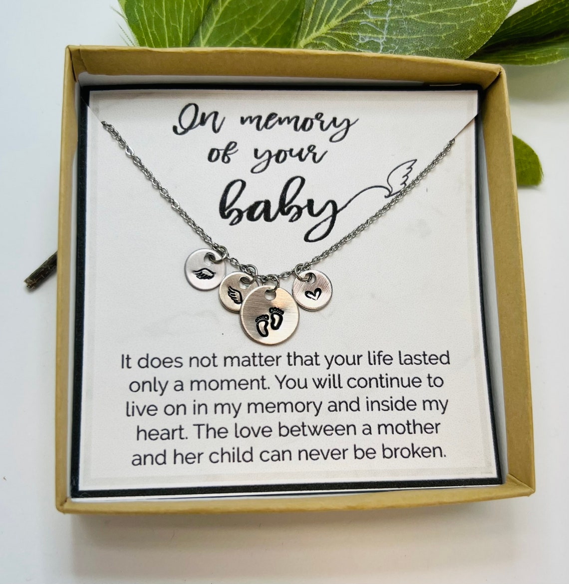 Baby Feet Miscarriage Necklace, Infant Loss, Angel Wing Charm, Gift for ...