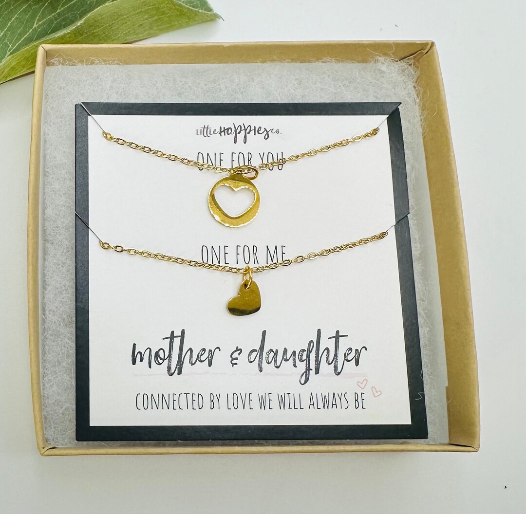 Mother Daughter Heart Necklace Set: Stainless Steel Matching Jewelry - Etsy