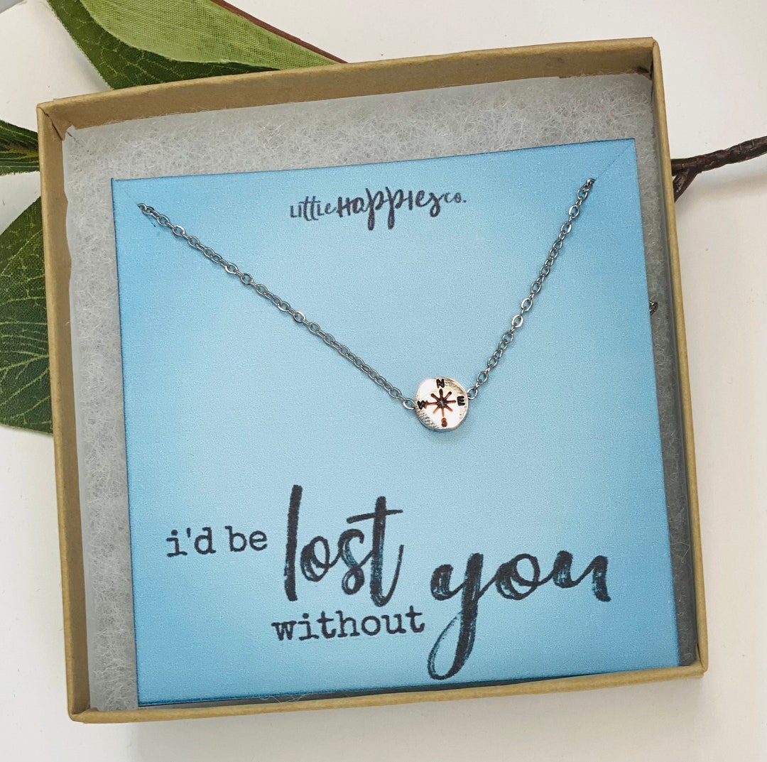 Handmade Compass Necklace With Gift Box for Friendship, I'd Be Lost ...