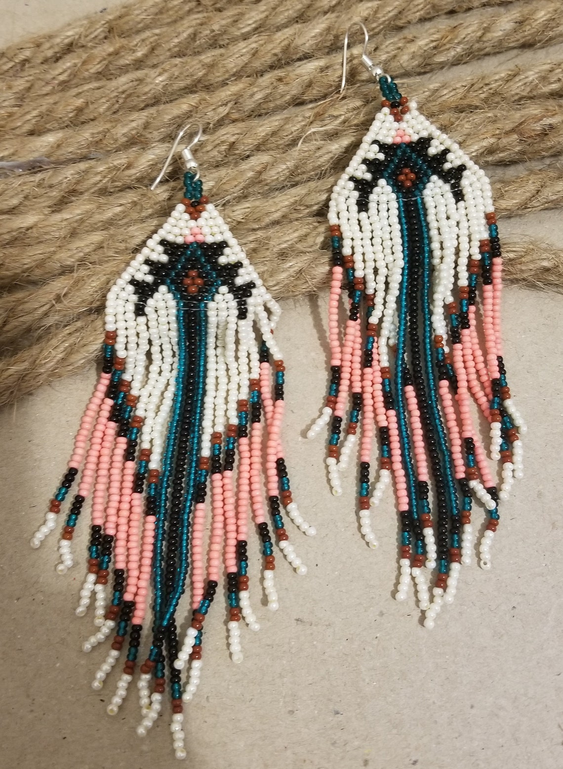 Native American Style Beaded Earrings, Tribal Inspired Bead Earring ...
