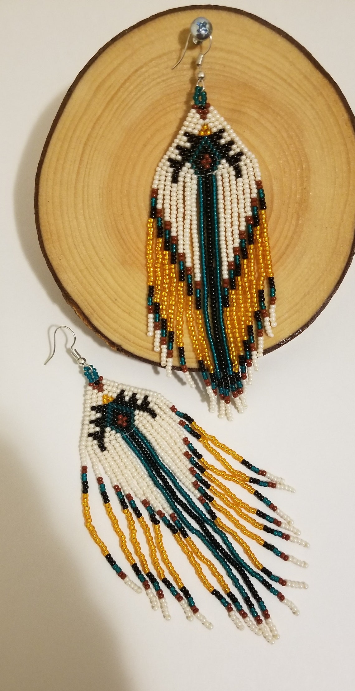 Native American Style Beaded Earrings, Tribal Inspired Bead Earring ...