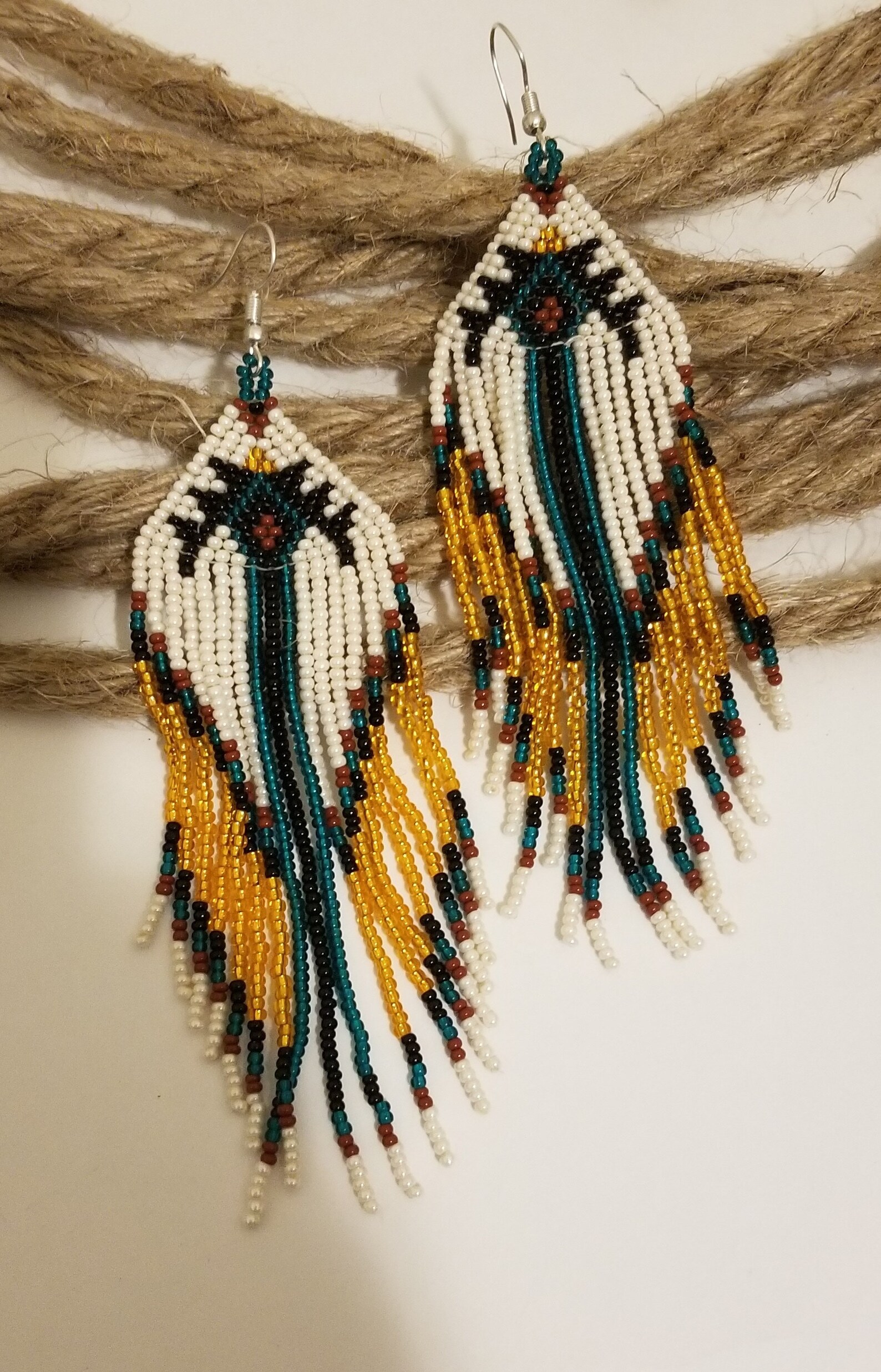 Native American Style Beaded Earrings, Tribal Inspired Bead Earring ...