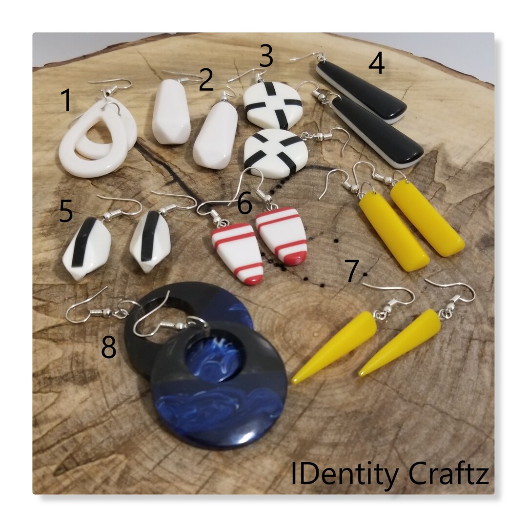 Handmade Resin Earrings, Multi Design Resin Earrings, Black Resin ...