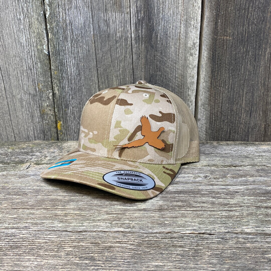 Pheasant Hat Bird Hunting Dad Hat Personalized Hat Leather Patch Hats Pheasant Feathers Father's ...