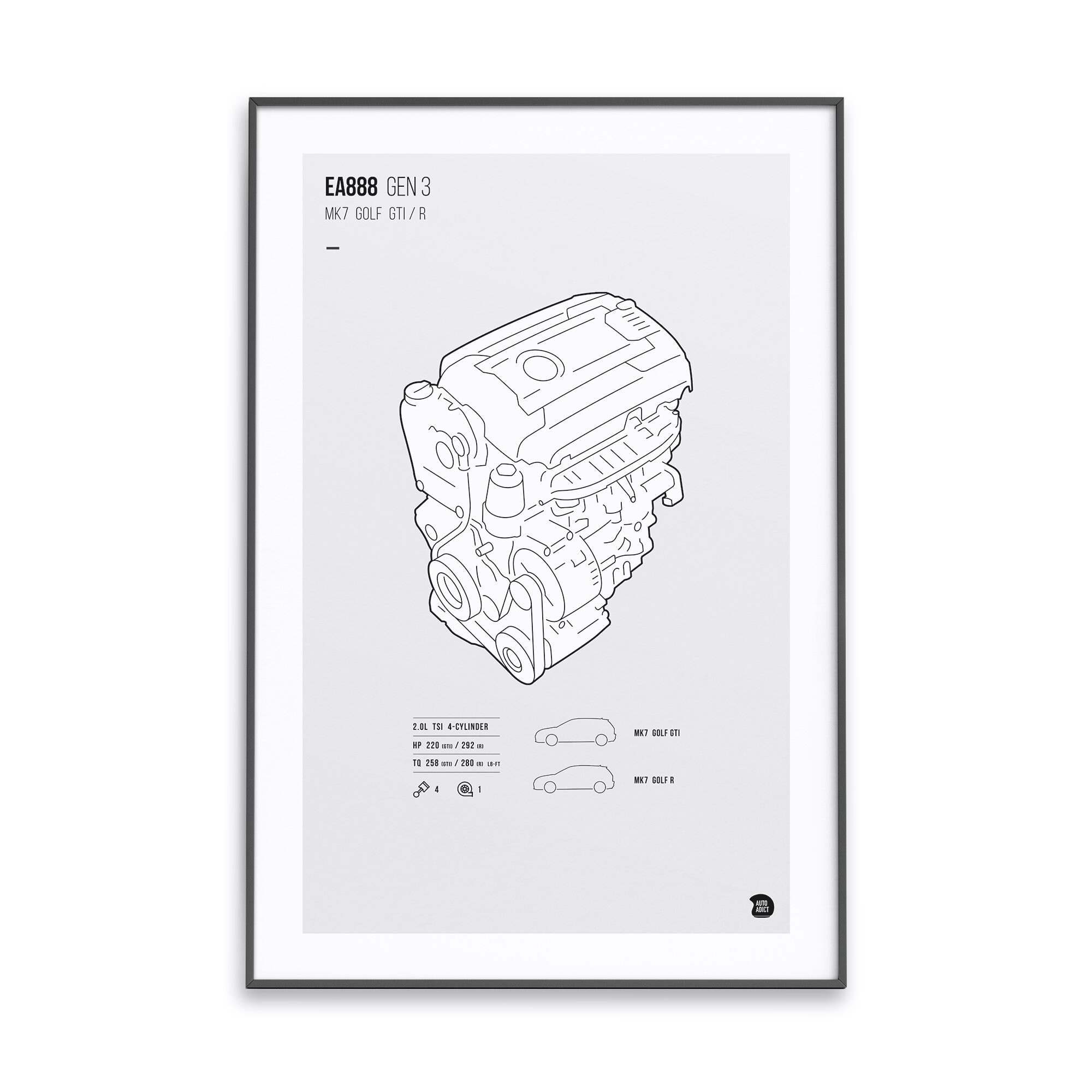 Golf Gti / Golf R Engine Print - Etsy