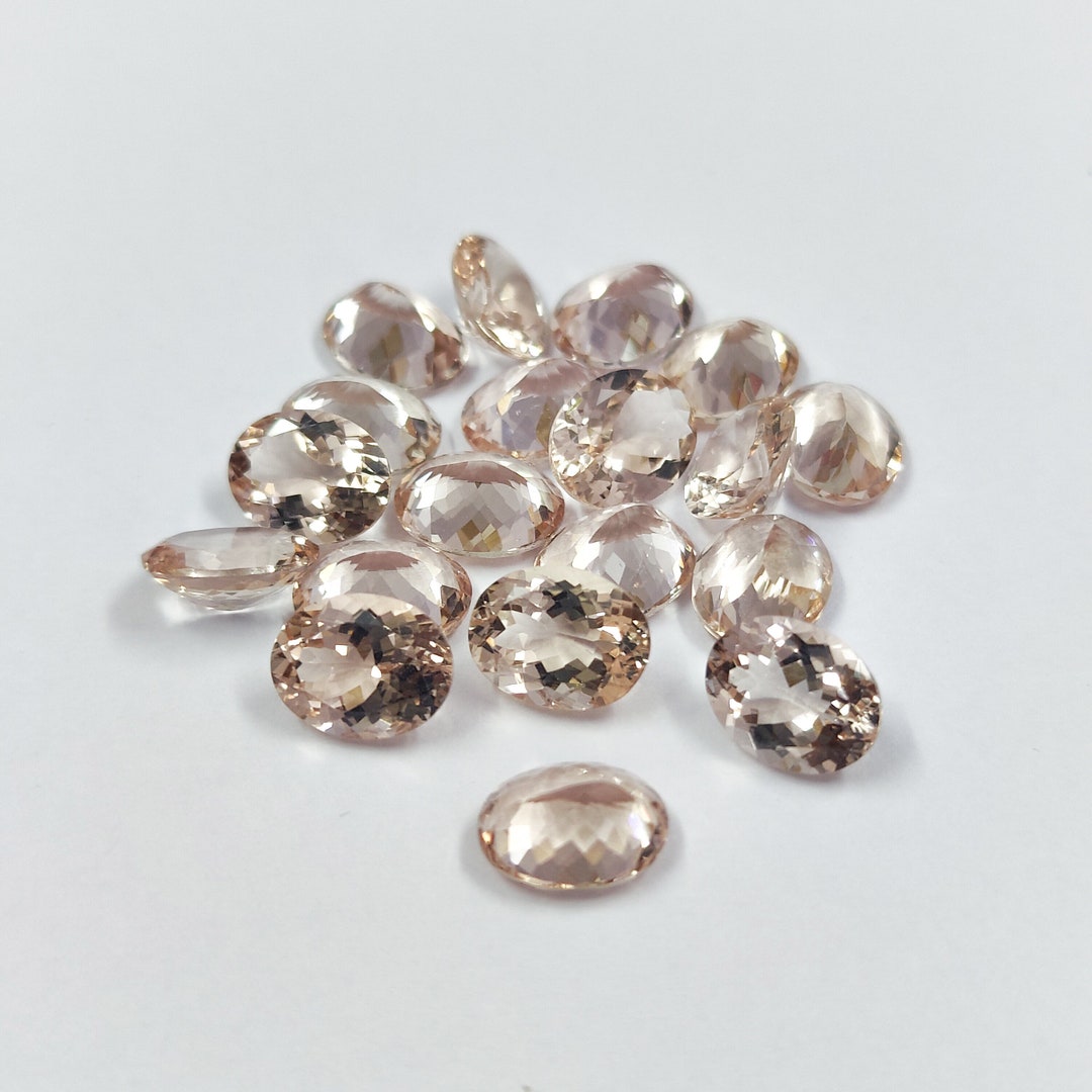 8x10mm Natural Morganite Oval Gemstone, Morganite Faceted Oval, Peach ...