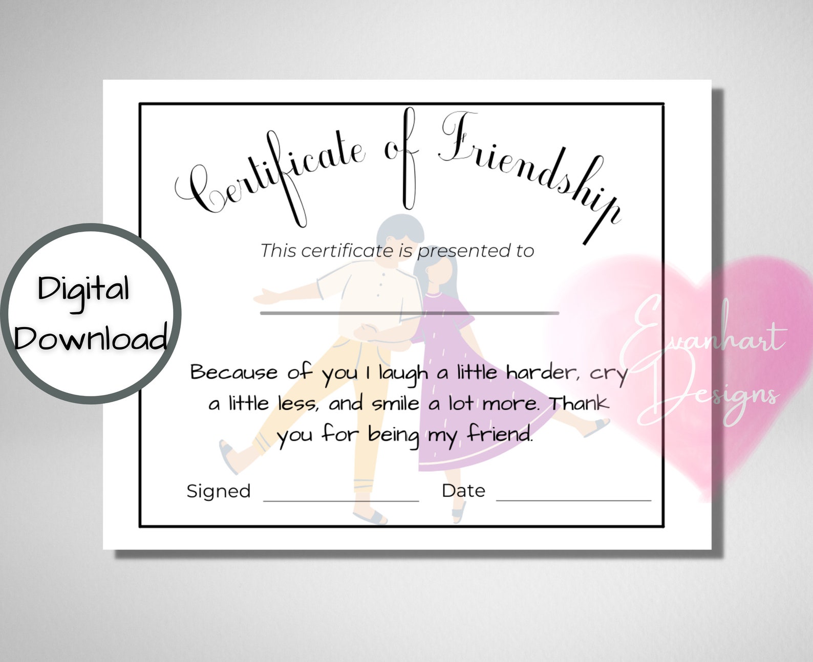 Certificate of Friendship International Friendship Day | Etsy