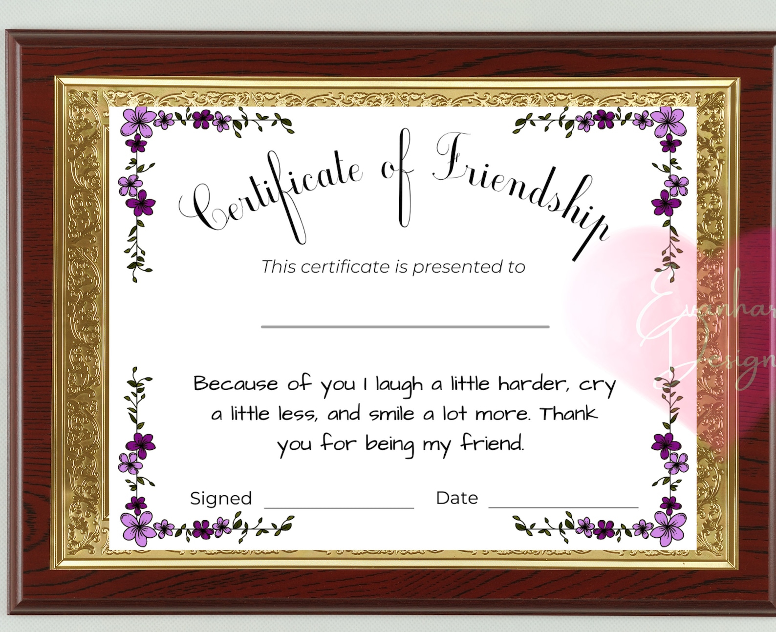 Certificate of Friendship International Friendship Day | Etsy