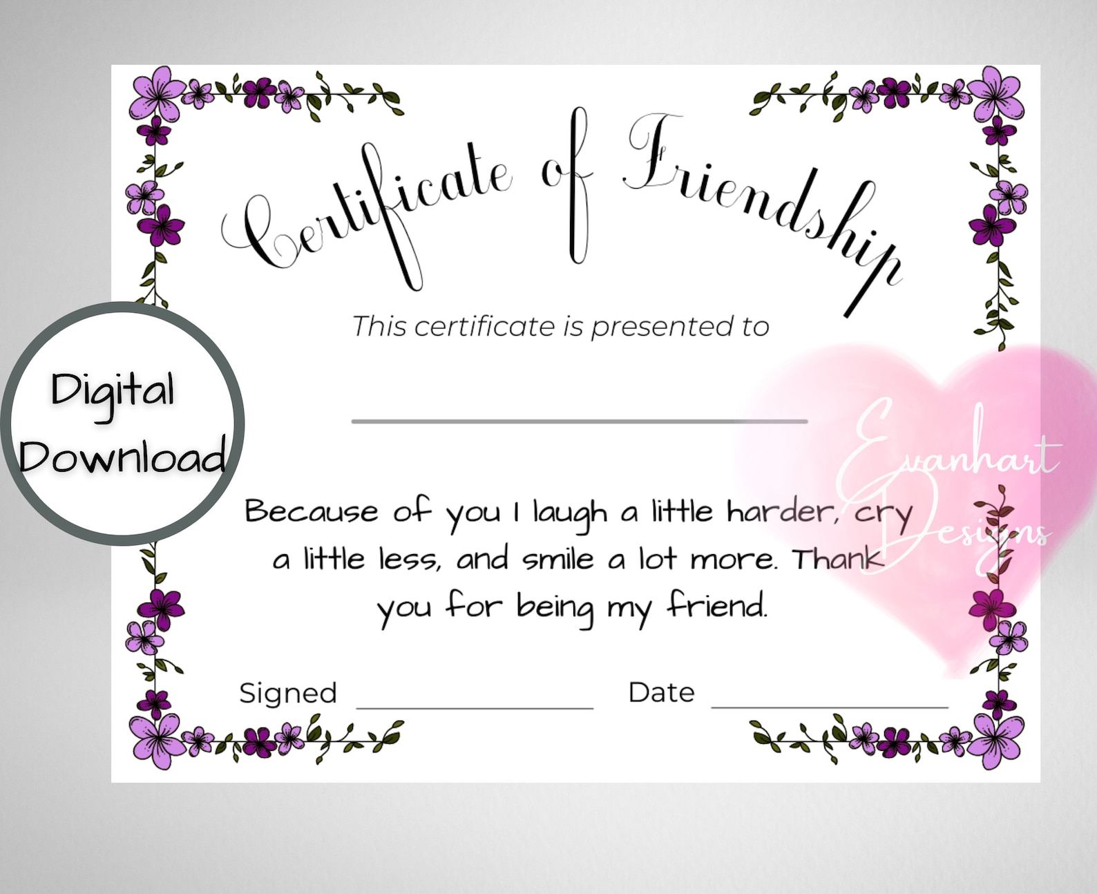 Certificate of Friendship International Friendship Day | Etsy