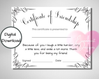 Friend Certificate | Etsy