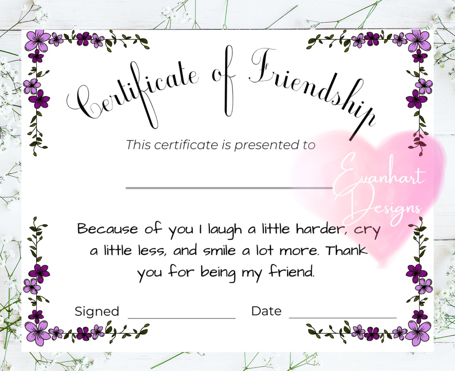 Certificate of Friendship International Friendship Day | Etsy