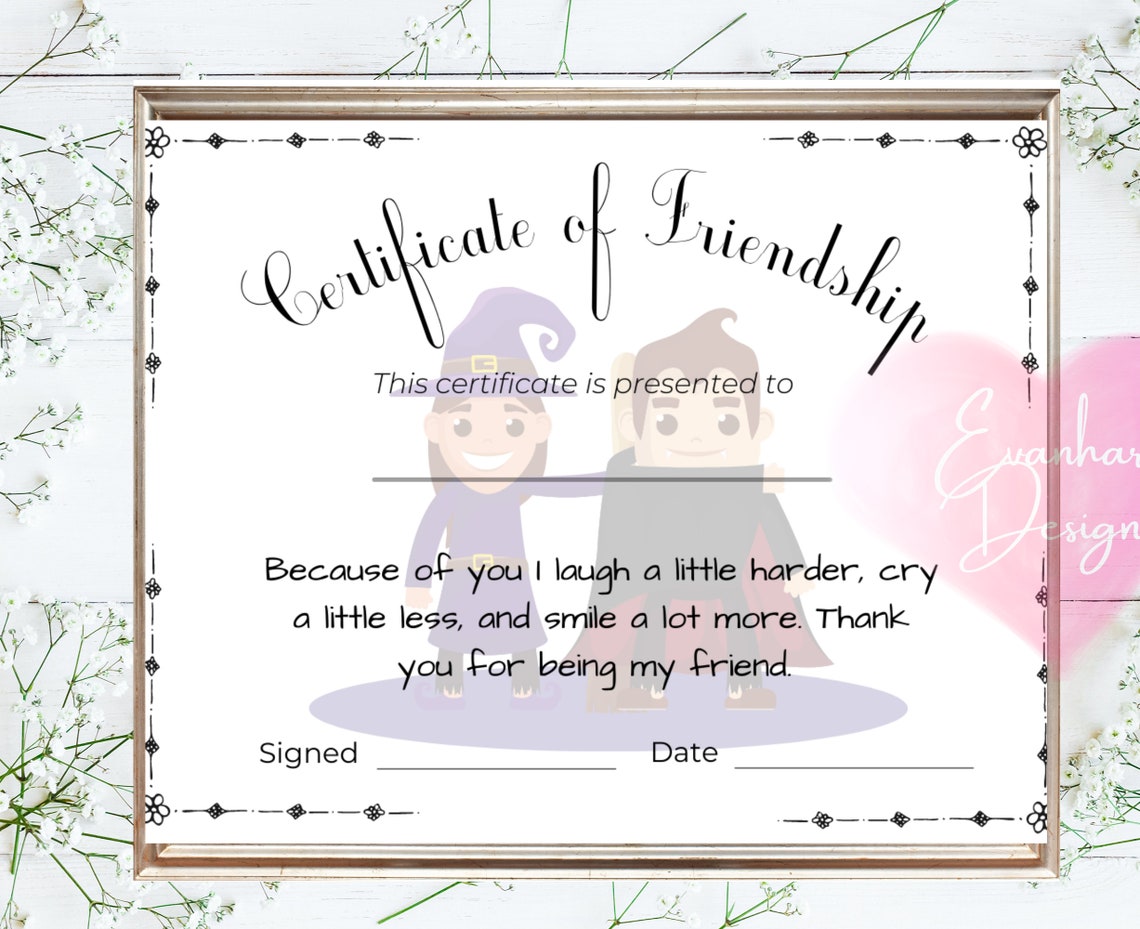 Certificate of Friendship International Friendship Day | Etsy
