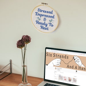 Funny Mental Health Cross Stitch Pattern | Stressed Depressed and Ready ...