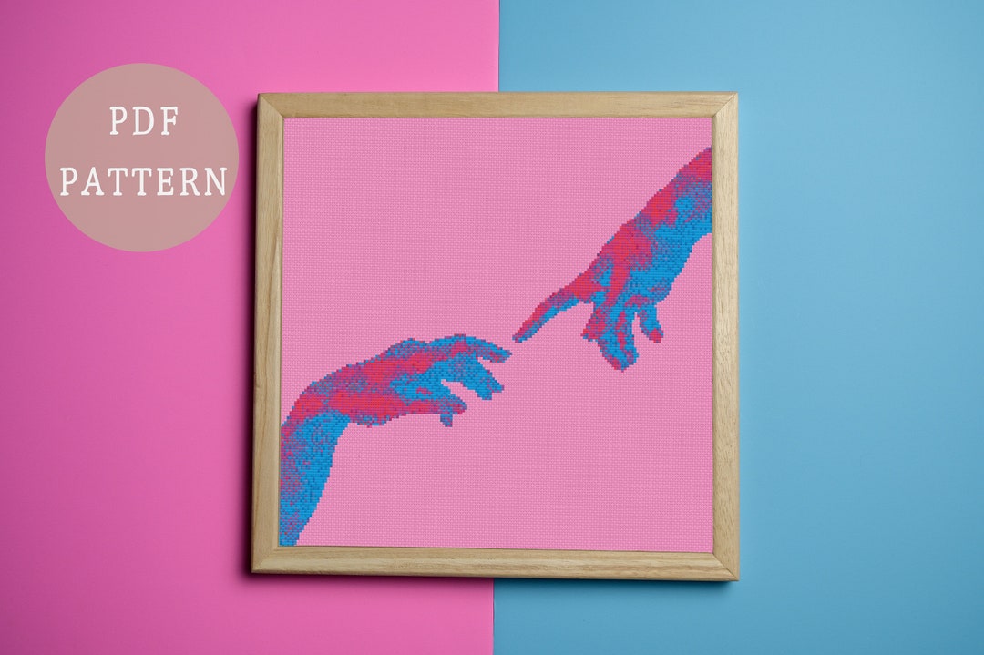 Vaporwave Inspired Cross Stitch Pattern | Futuristic Creation of Man ...