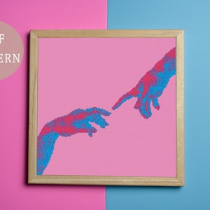 Vaporwave Inspired Cross Stitch Pattern | Futuristic Creation of Man ...