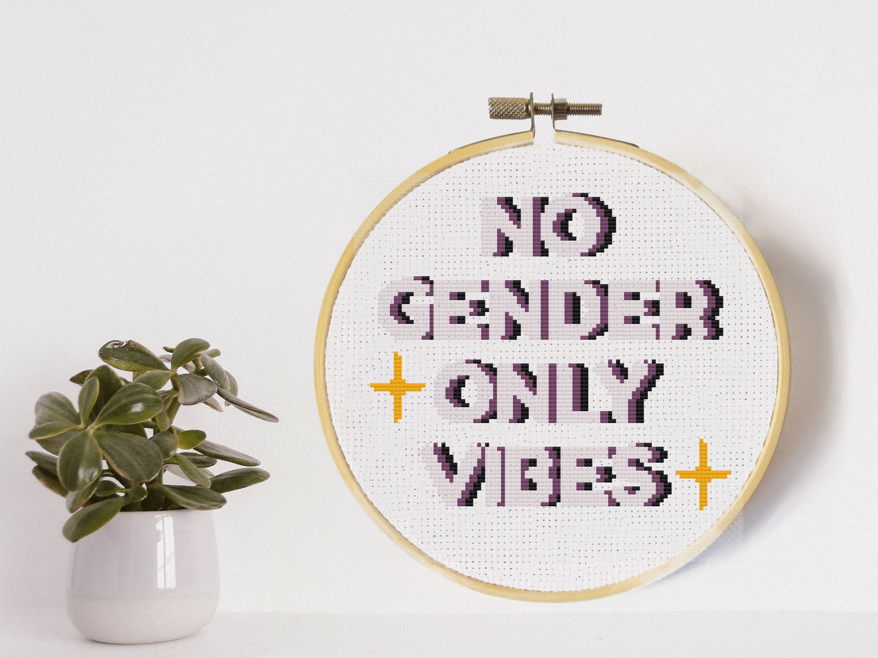 Nonbinary Pride Cross Stitch Pattern | No Gender Only Vibes | Light or ...