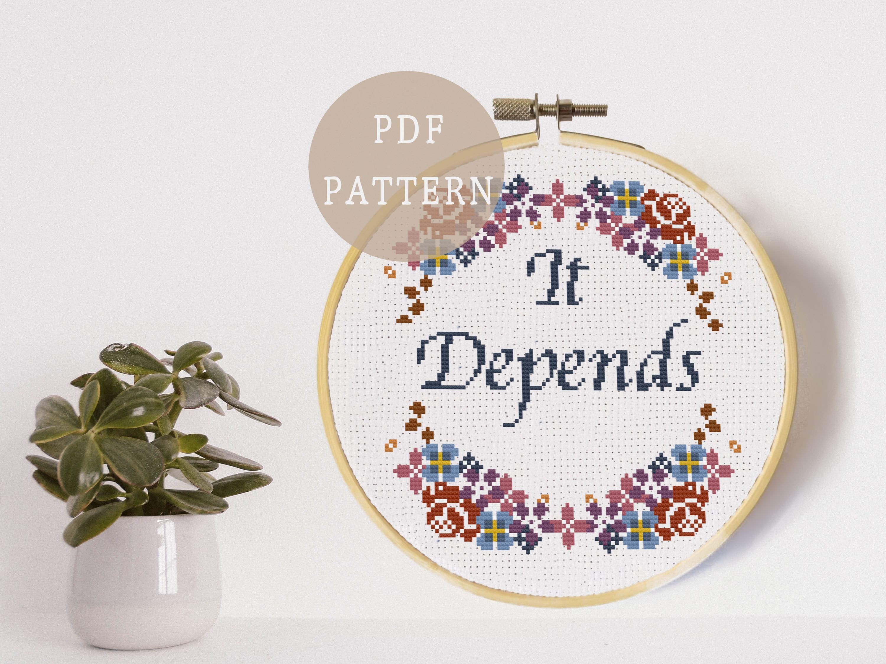 Legal Themed Cross Stitch Pattern | It Depends | Funny Gift for Lawyer ...