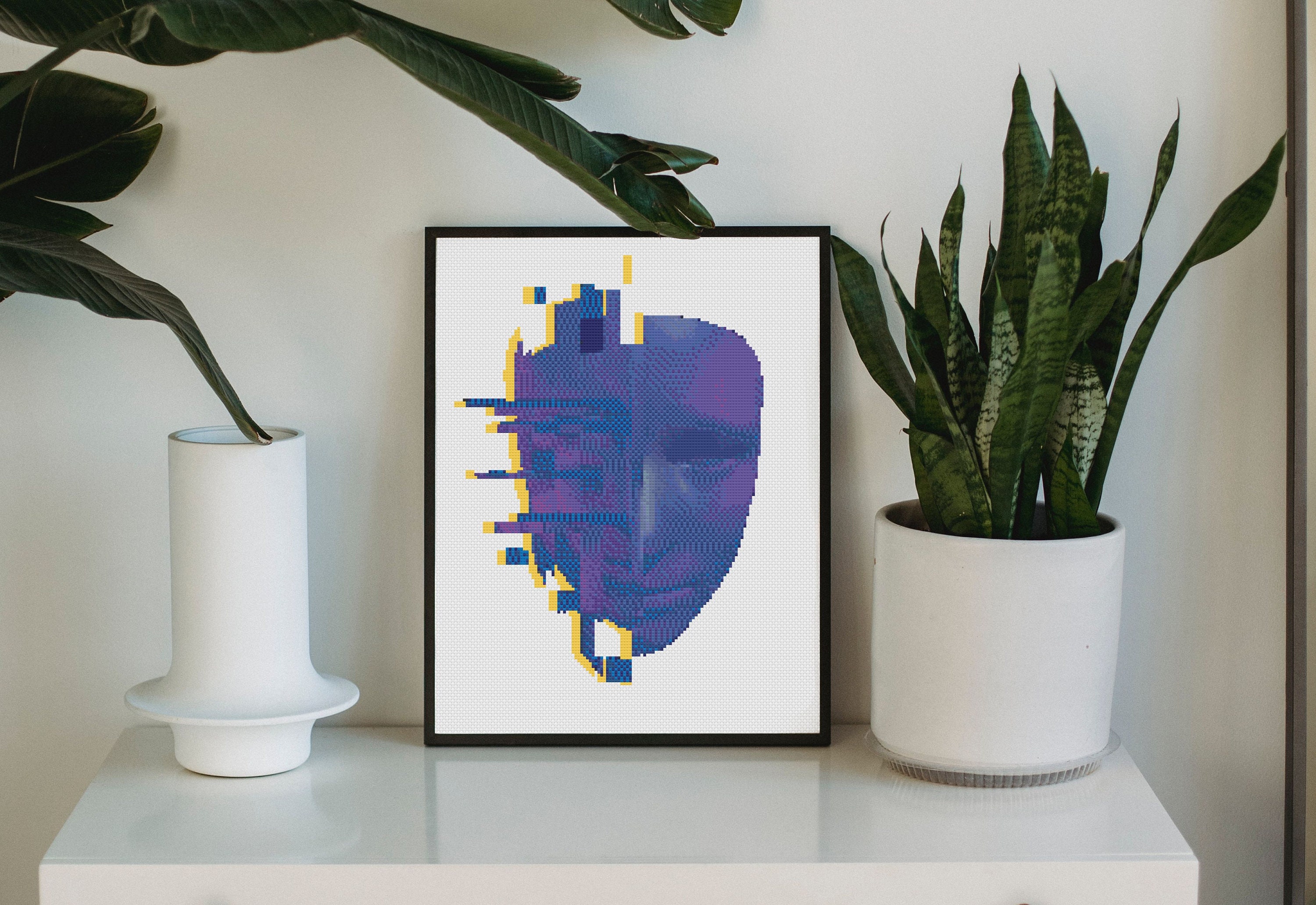 Vaporwave Cross Stitch Pattern | Neon Cyberpunk Inspired Home Decor ...