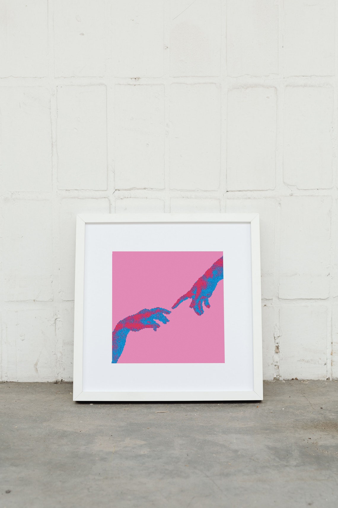 Vaporwave Inspired Cross Stitch Pattern | Futuristic Creation of Man ...