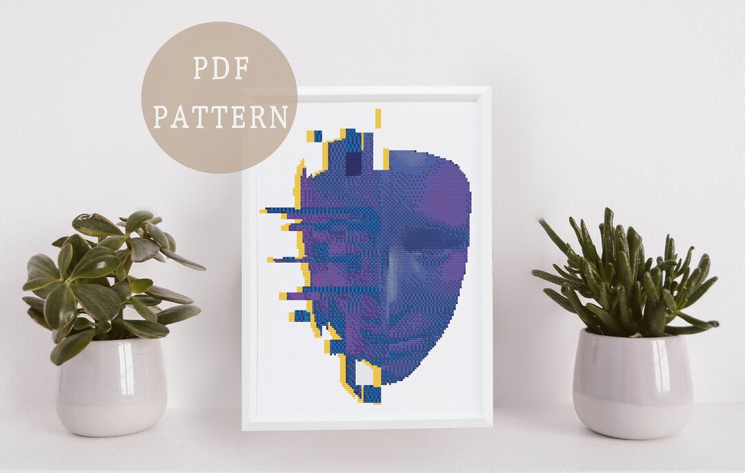 Vaporwave Cross Stitch Pattern | Neon Cyberpunk Inspired Home Decor ...