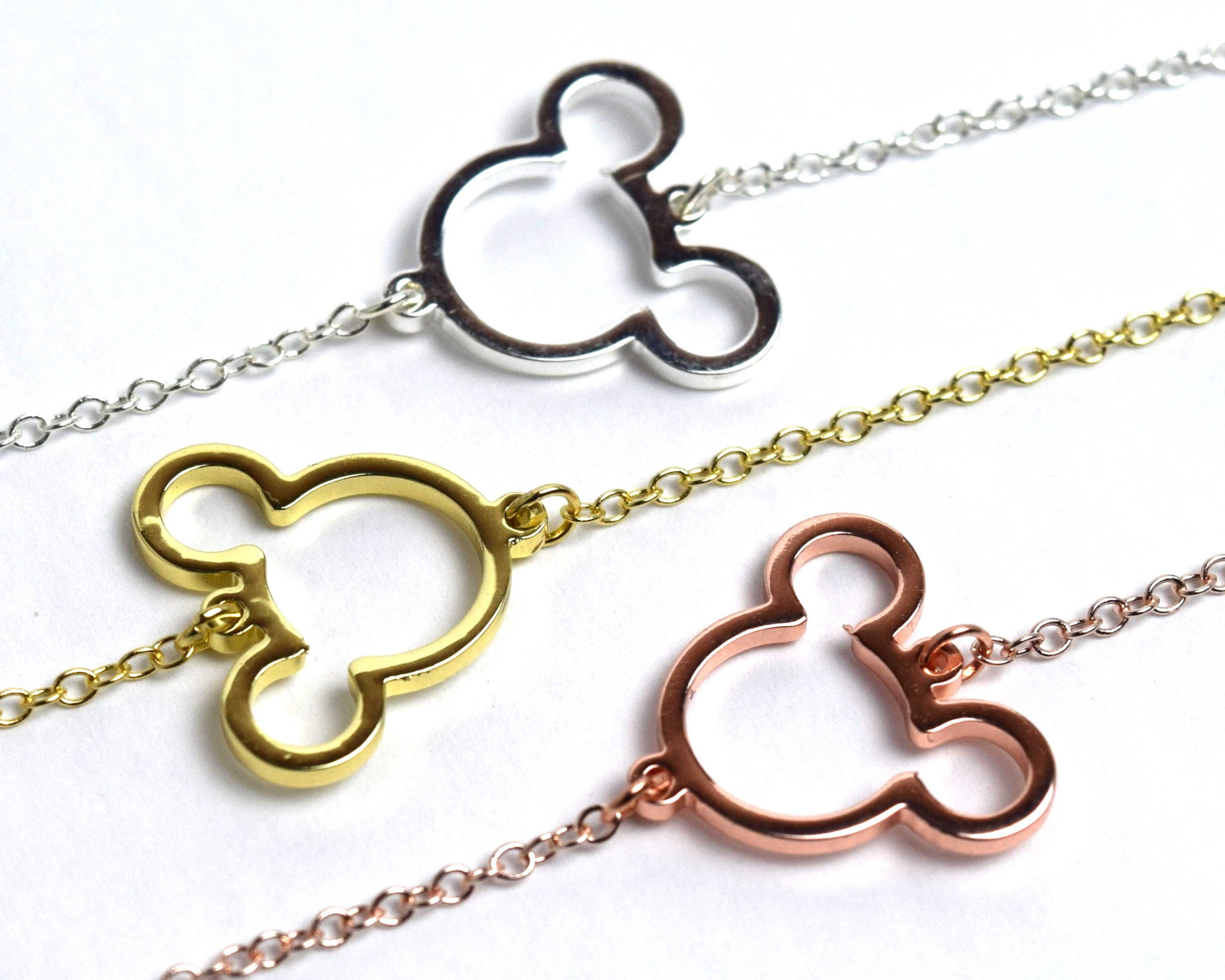 Mickey Mouse Necklace and Bracelet Silver Mickey Mouse - Etsy