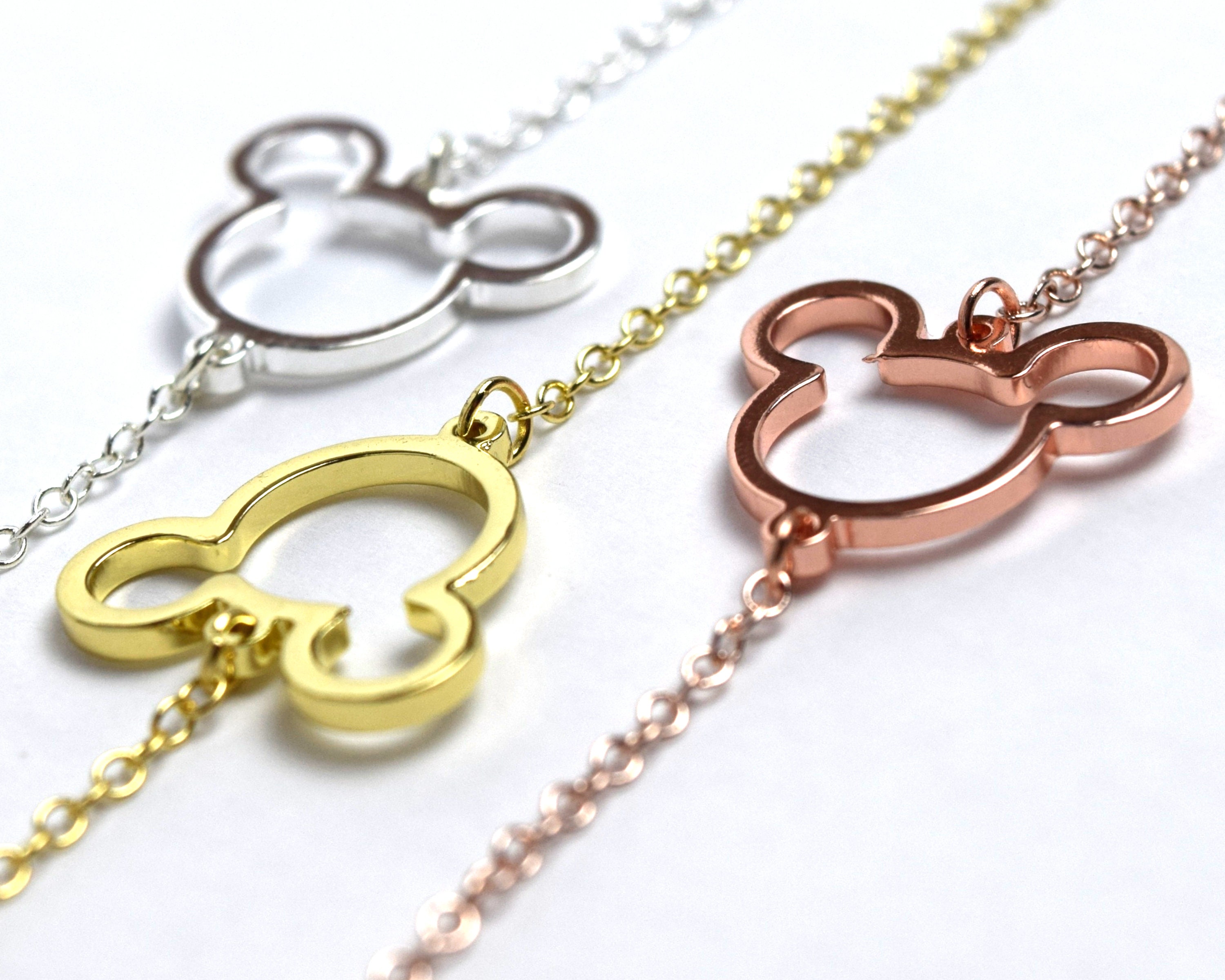 Mickey Mouse Necklace and Bracelet Silver Mickey Mouse - Etsy